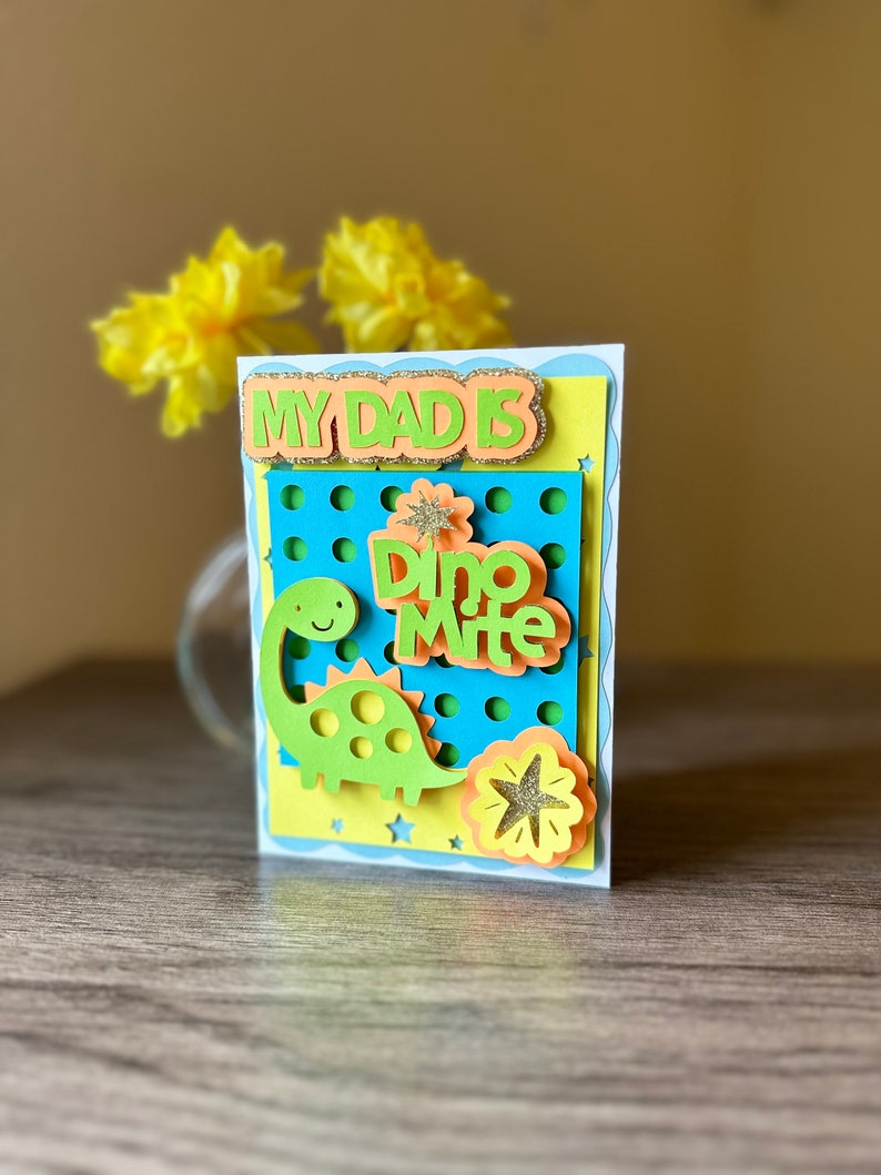 Dinosaur Father's Day Card From Kids Dinosaur Card for Dad Happy Father ...