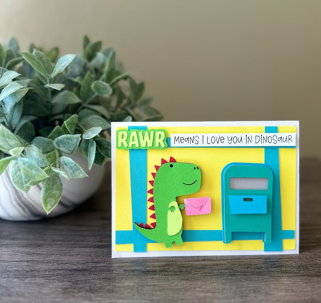 Dinosaur Card for Kids Dino Card for Boy Dinosaur Birthday Card Long ...