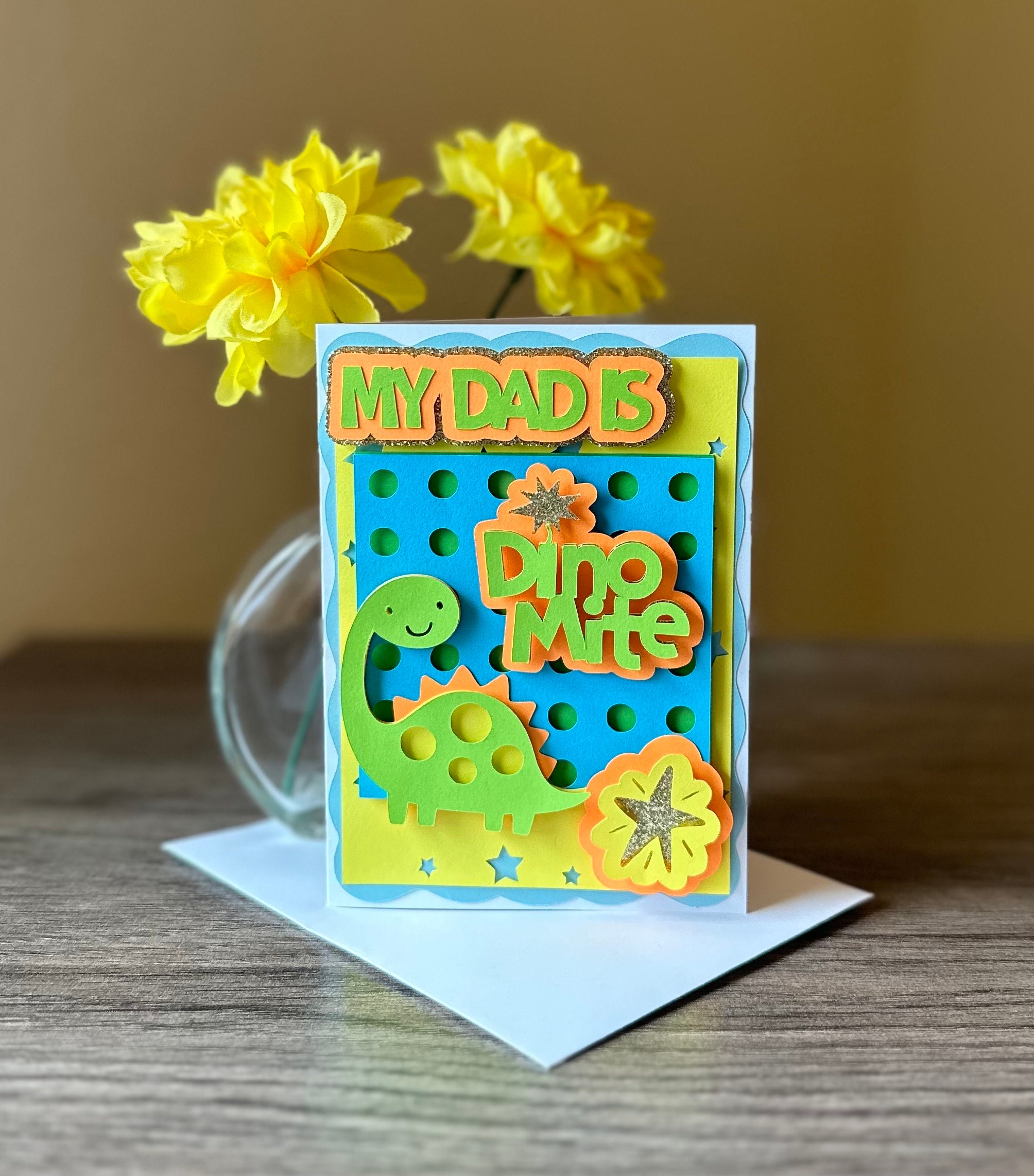 Dinosaur Father's Day Card From Kids Dinosaur Card for Dad Happy Father ...