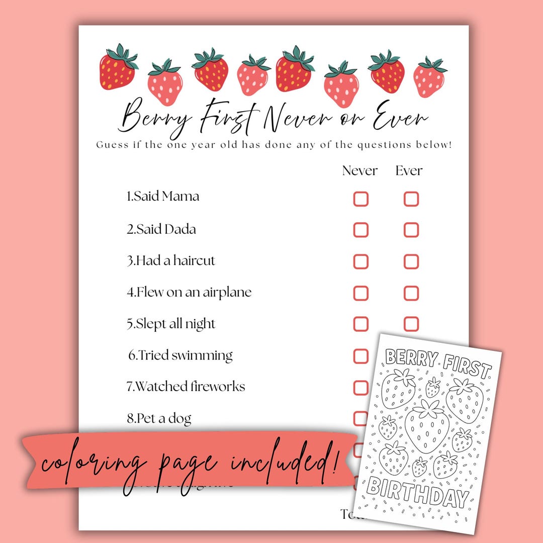 Berry Sweet First Birthday Trivia Game: Printable Strawberry Party ...