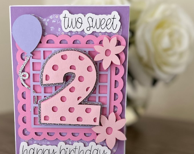 2nd Girls Birthday Card Two Sweet Birthday Card 2nd Birthday for Girl 2 ...