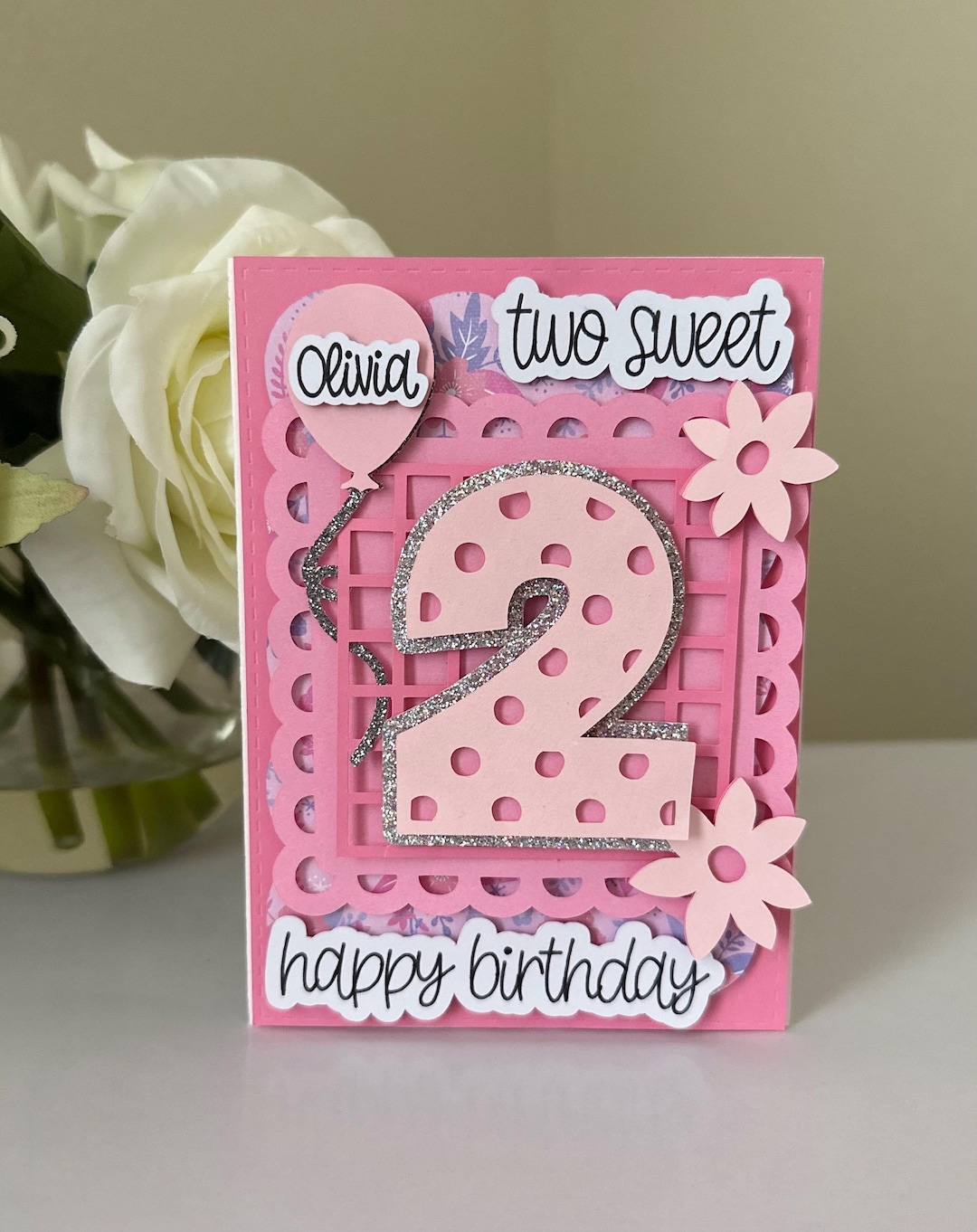 Personalized Two Sweet Birthday Card, Handmade 2nd Birthday, Birthday ...