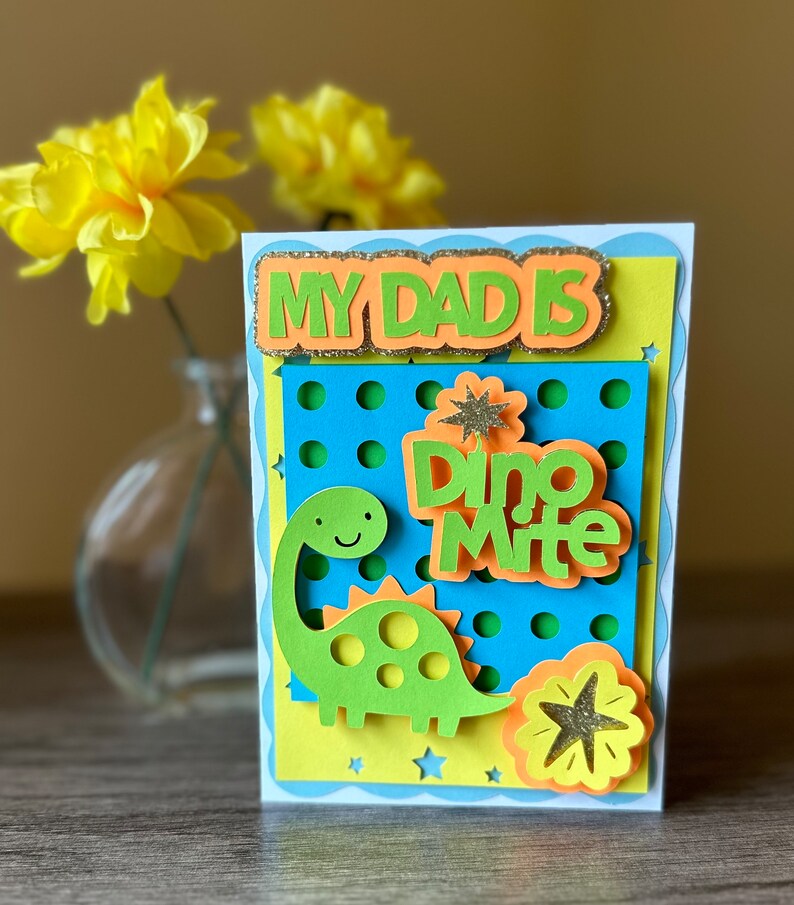 Dinosaur Father's Day Card From Kids Dinosaur Card for Dad Happy Father ...