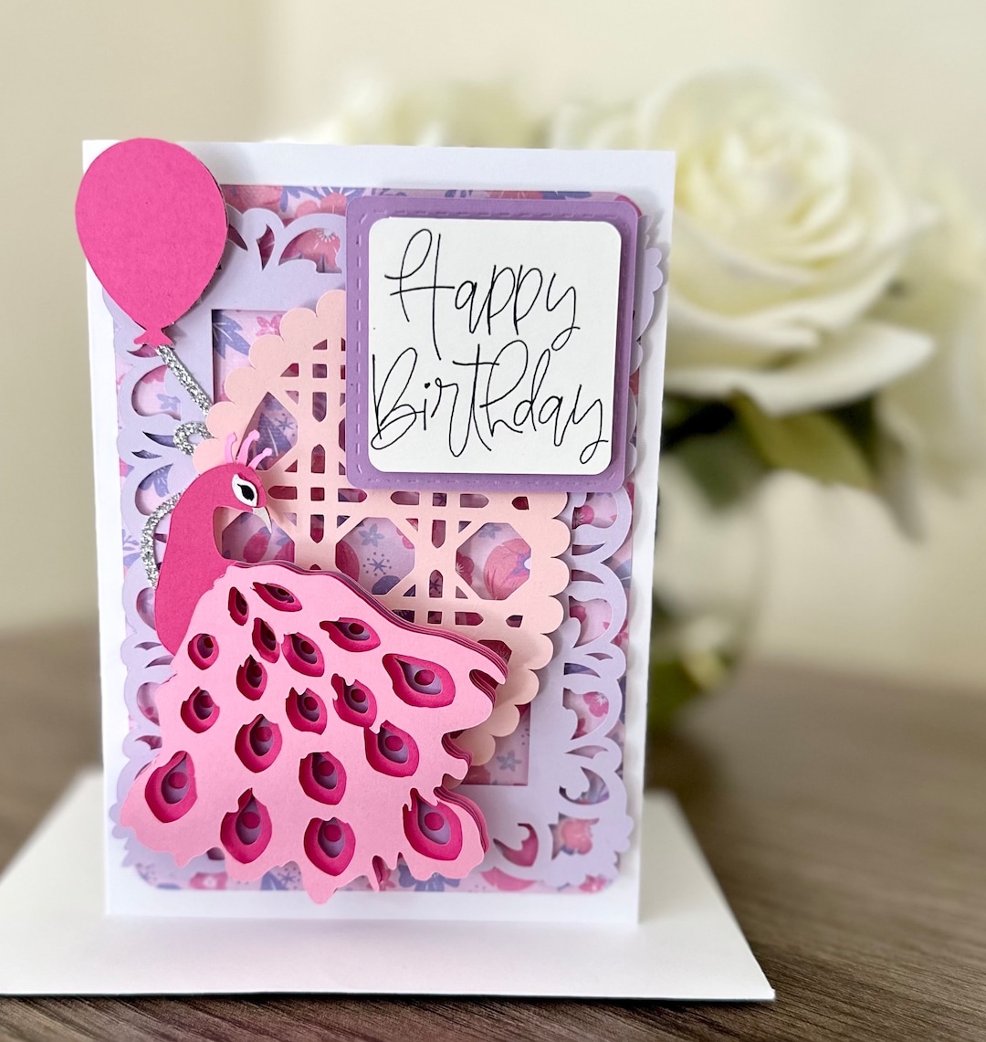 Peacock Birthday Card Handmade Peacock Card Happy Birthday Card - Etsy