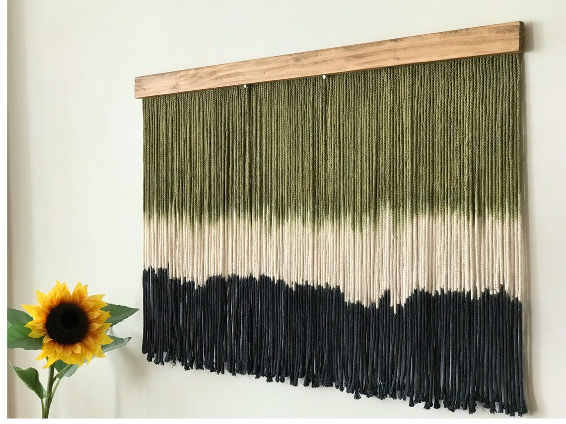 Fiber Art Wall Hanging, Dip Dye Macrame Wall Hanging, Minimalist and ...