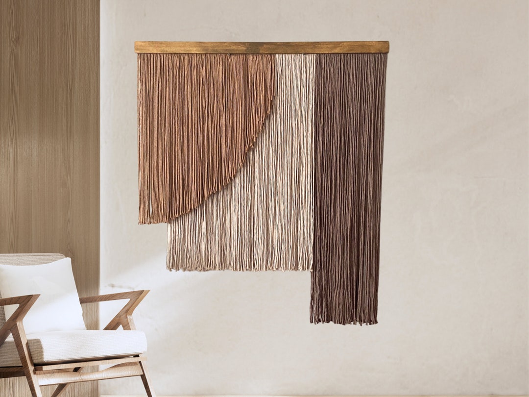 Contemporary Geometric Fiber Art Wall Hanging, Layered Soft Boho Colors ...