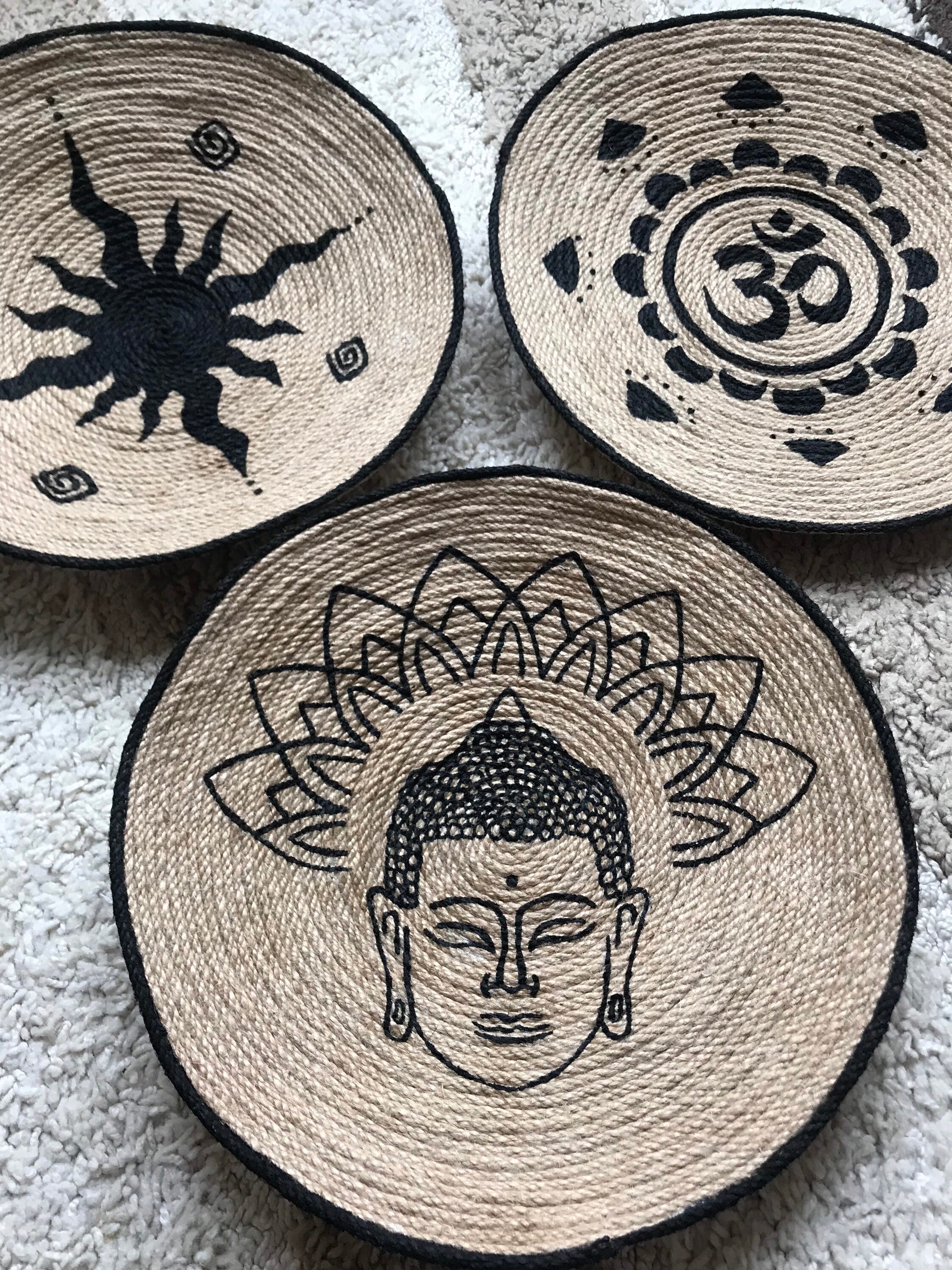 Buddha Wall Basket Set, Woven Wall Hanging, Wabi Sabi Unique Decor ...