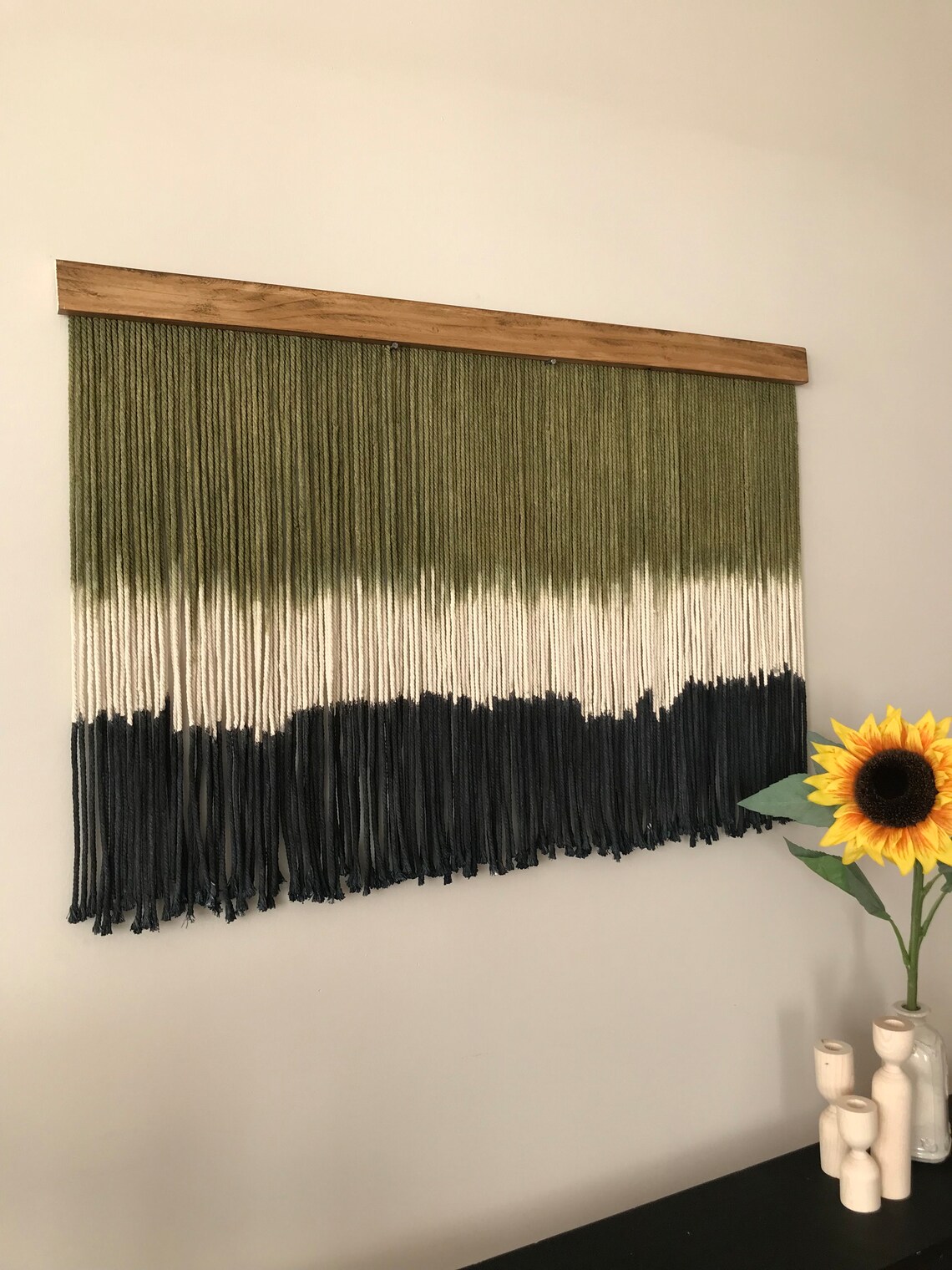 Fiber Art Wall Hanging, Dip Dye Macrame Wall Hanging, Minimalist and ...