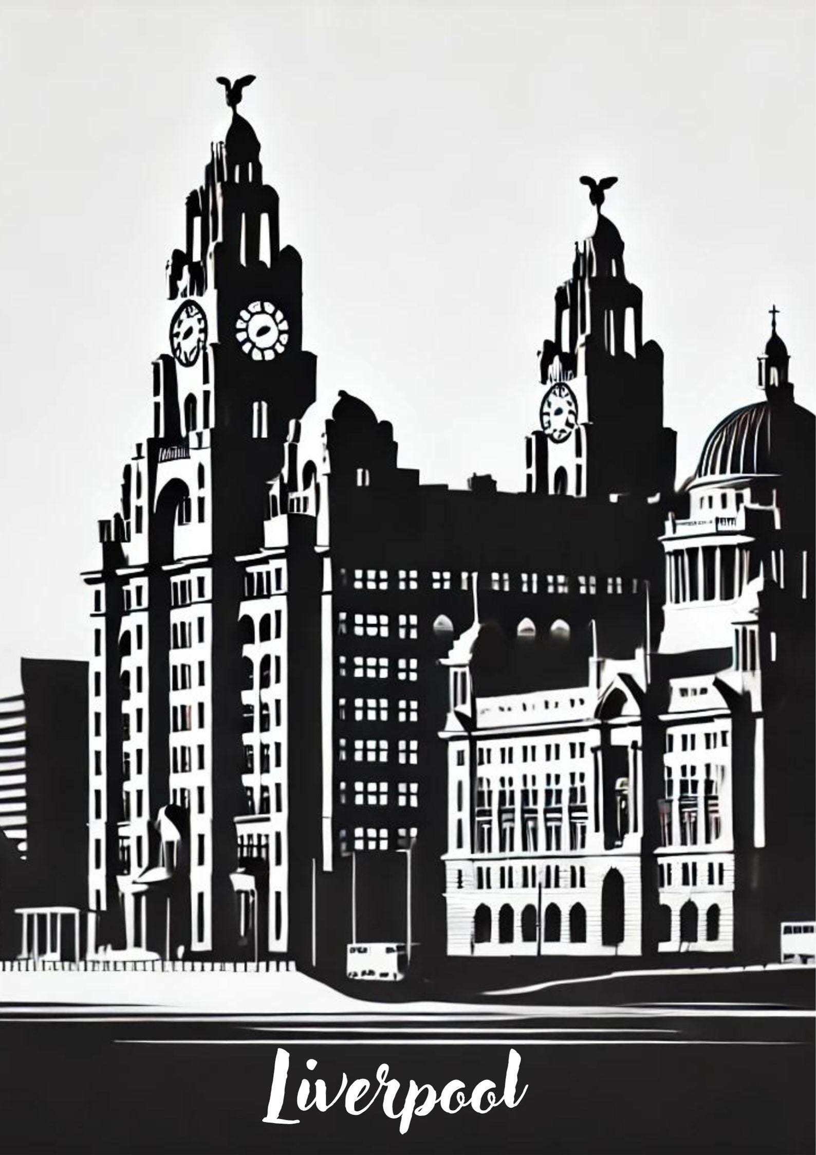 Liverpool Liverbird Skyline Print, Liverpool FC - You'll Never Walk ...