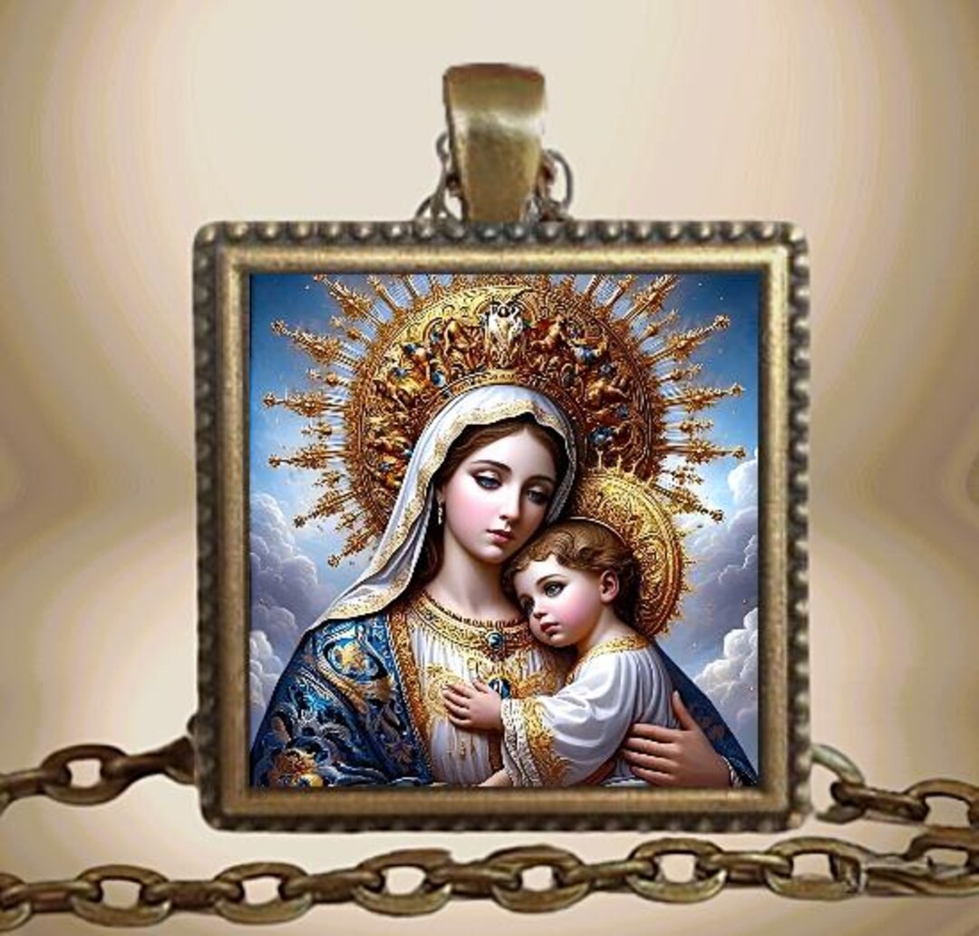 The QUEEN of HEAVEN and Her Son JESUS / Christian Pendant Necklace ~ Religious Jewelry - Etsy
