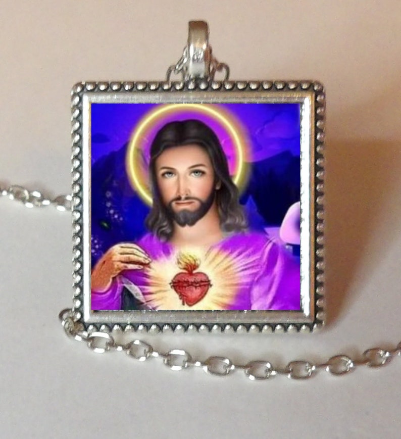 SACRED HEART of JESUS Purple Shades / Christian Cabochon - Etsy