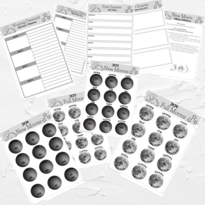 MOON PHASES Journal Grimoire Printable Magic Journal - Etsy