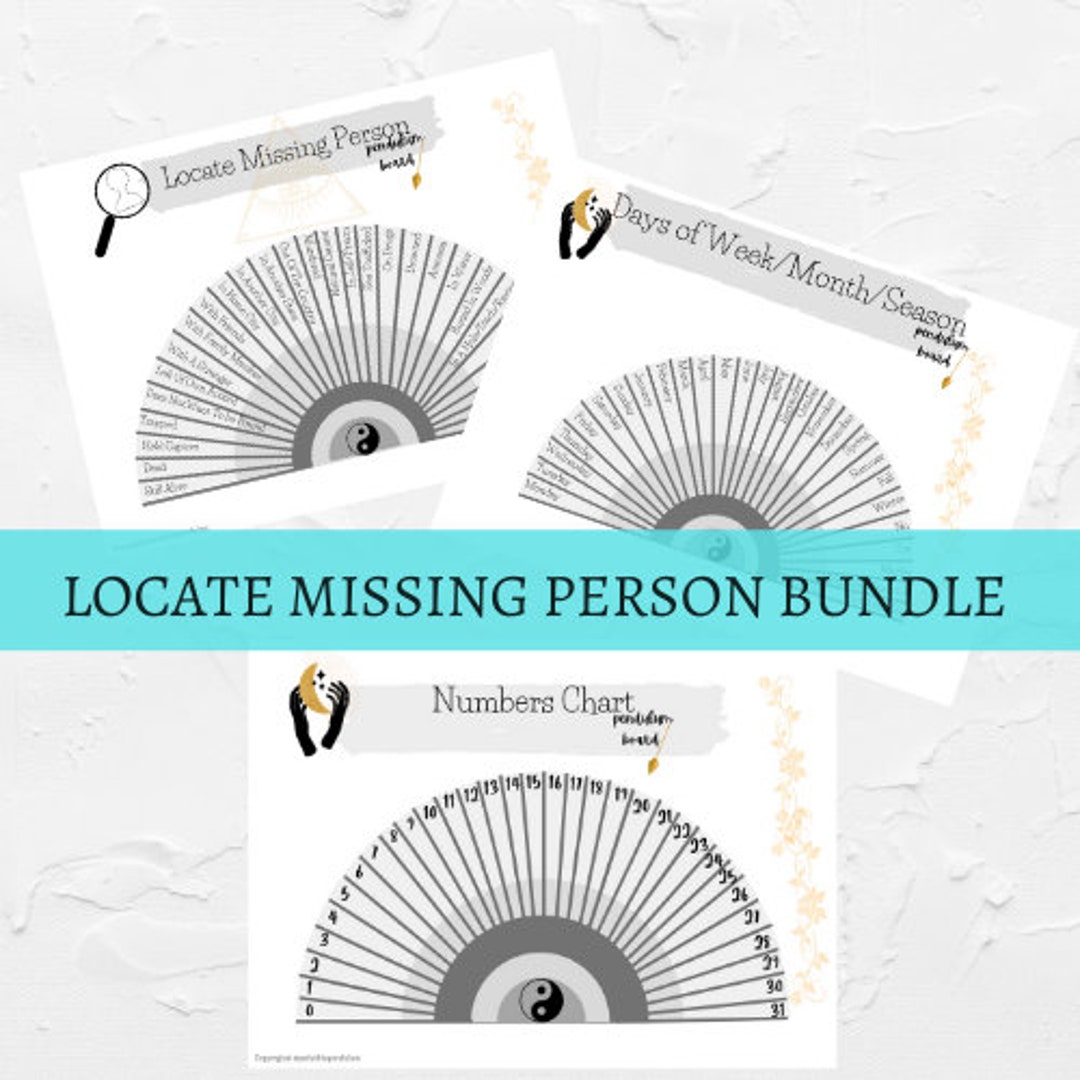 LOCATE MISSING PERSON Board Bundle, Pendulum Board, Dowsing Chart - Etsy
