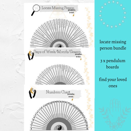 LOCATE MISSING PERSON Board Bundle, Pendulum Board, Dowsing Chart - Etsy