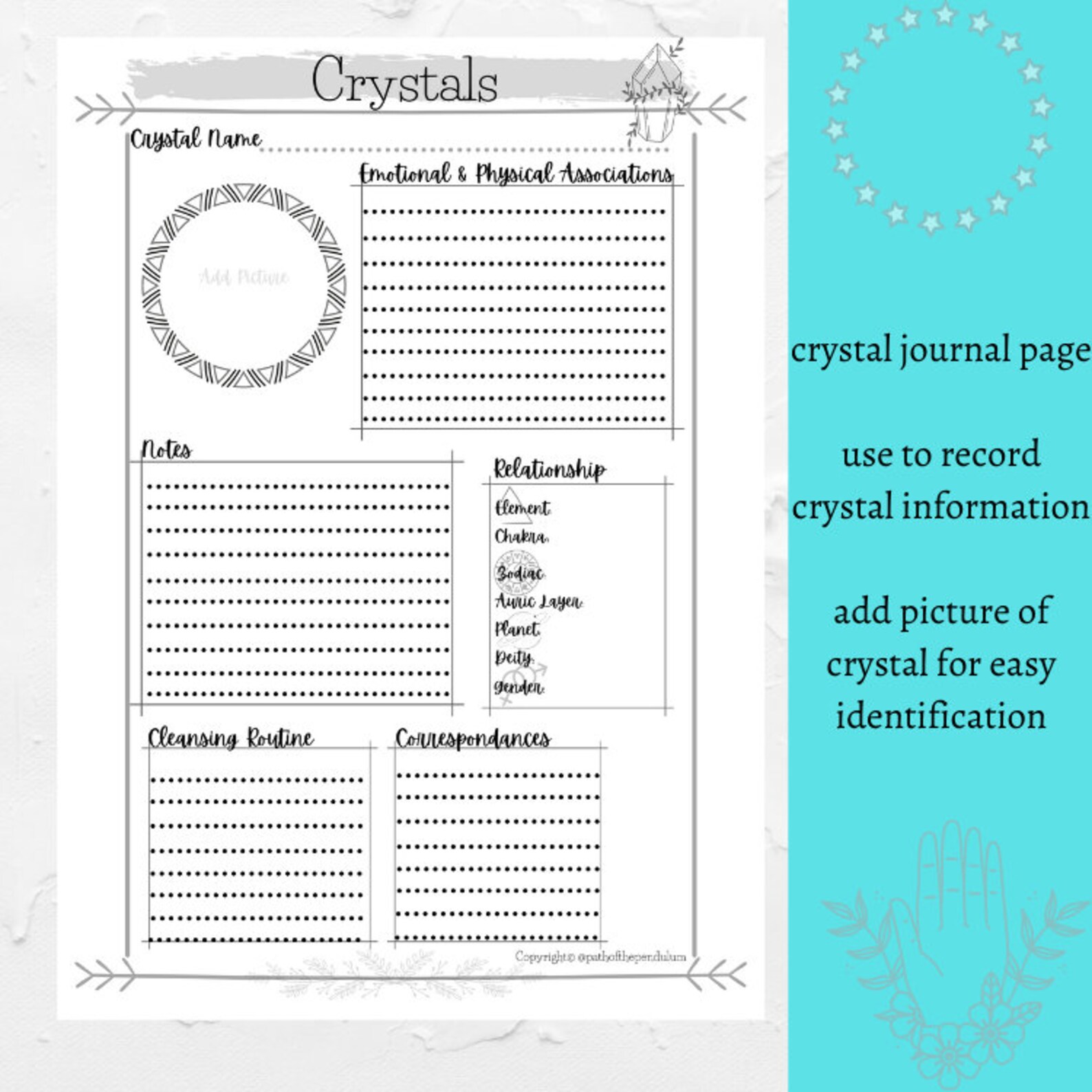 CRYSTAL JOURNAL PAGE, Crystal Healing, Energy Healing, - Etsy