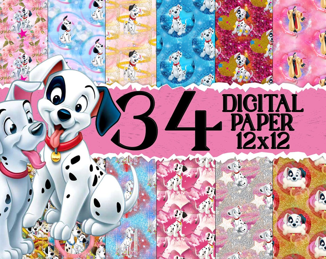 101 Dalmatians,101 Dalmatians Digital Paper,101 Dalmatians Cruella,101 ...