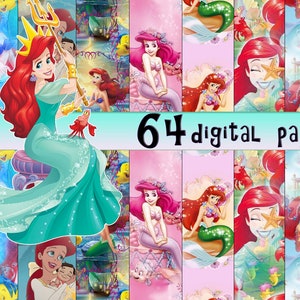 Little Mermaid Digital Paper,little Mermaid,little Mermaid Paper,little ...