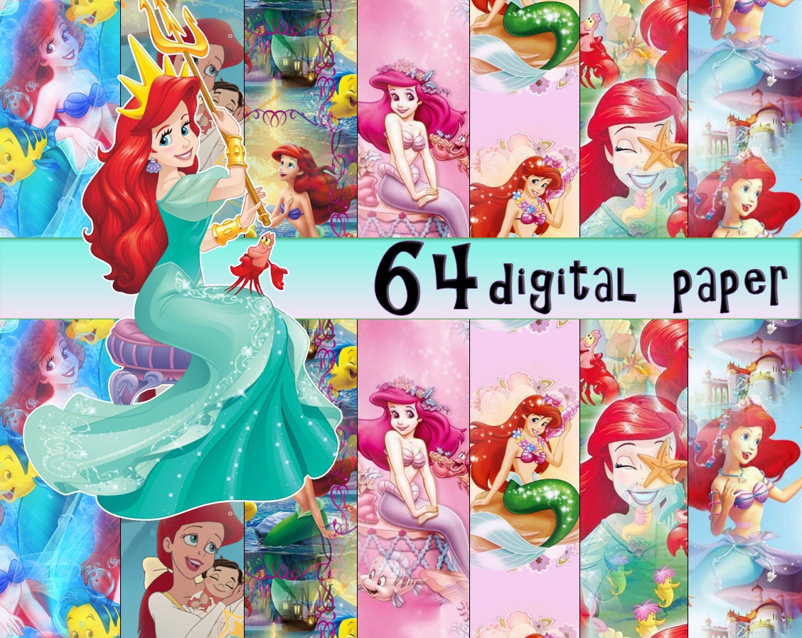 Little Mermaid Digital Paperlittle Mermaidlittle Mermaid | Etsy