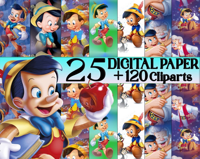 Seamlesspinocchio Digital Paper and - Etsy