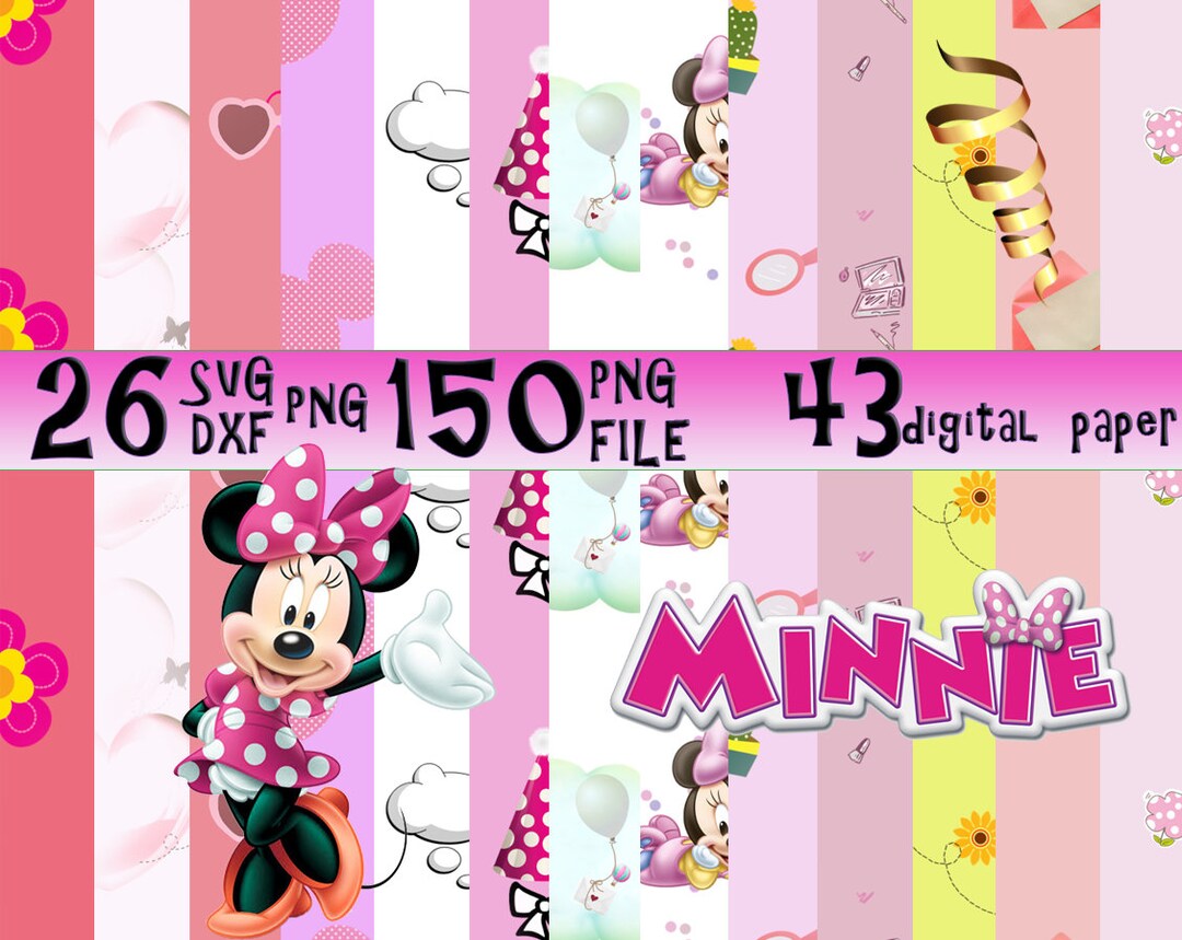 Minnie Mouse Digital Paper and Clipart,minnie Mouse Scrapbook,minnie ...