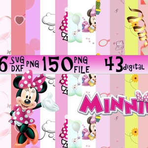 Minnie Mouse Digital Paper and Clipart,minnie Mouse Scrapbook,minnie ...