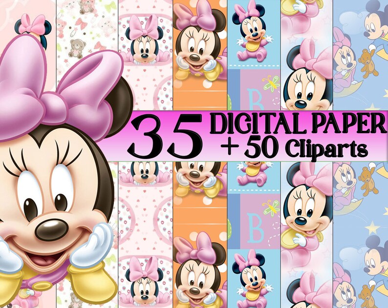 Baby Minnie Digital Paper and Clipartbaby Minnie - Etsy