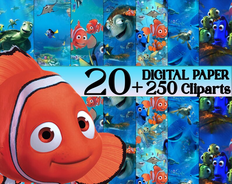 Finding Nemo Digital Paper and Clipartdory Pngfinding Nemo - Etsy