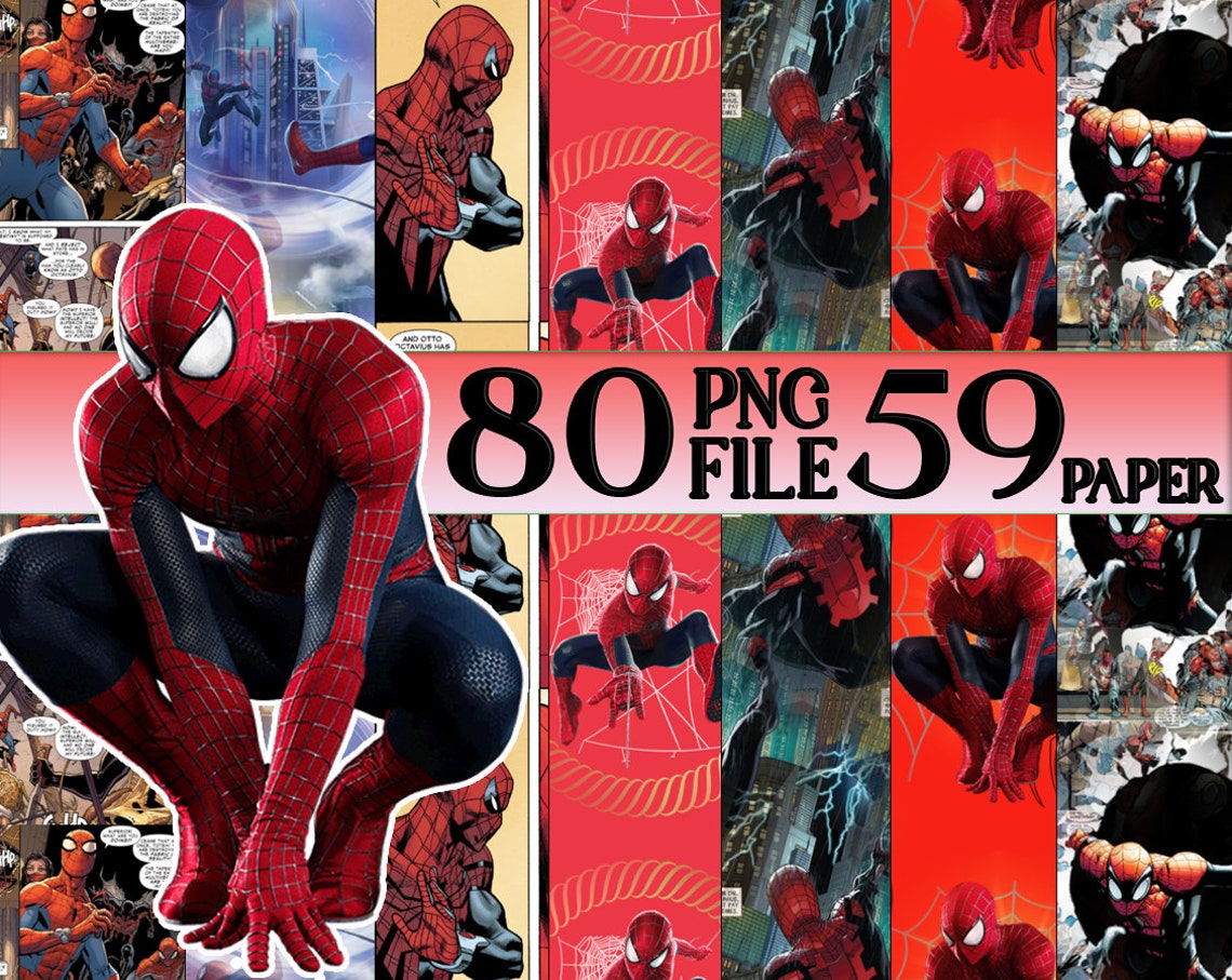 Spiderman Digital Paper and Clipartspiderman Png - Etsy