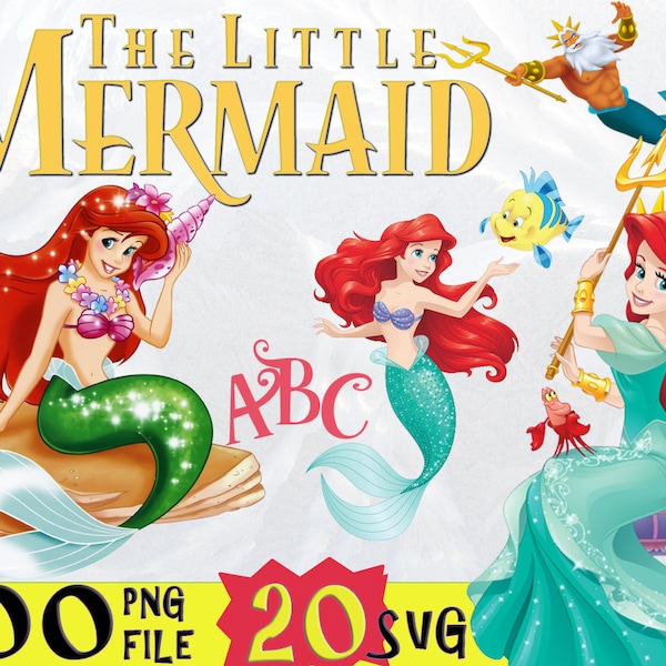 Ariel Little Mermaid Clipart - Etsy