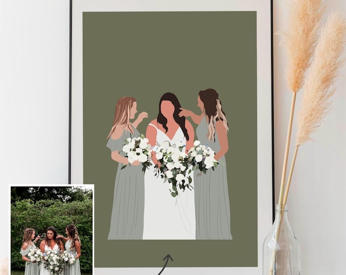 DIGITAL Portrait Faceless Wedding Portrait | Minimalist Wedding ...