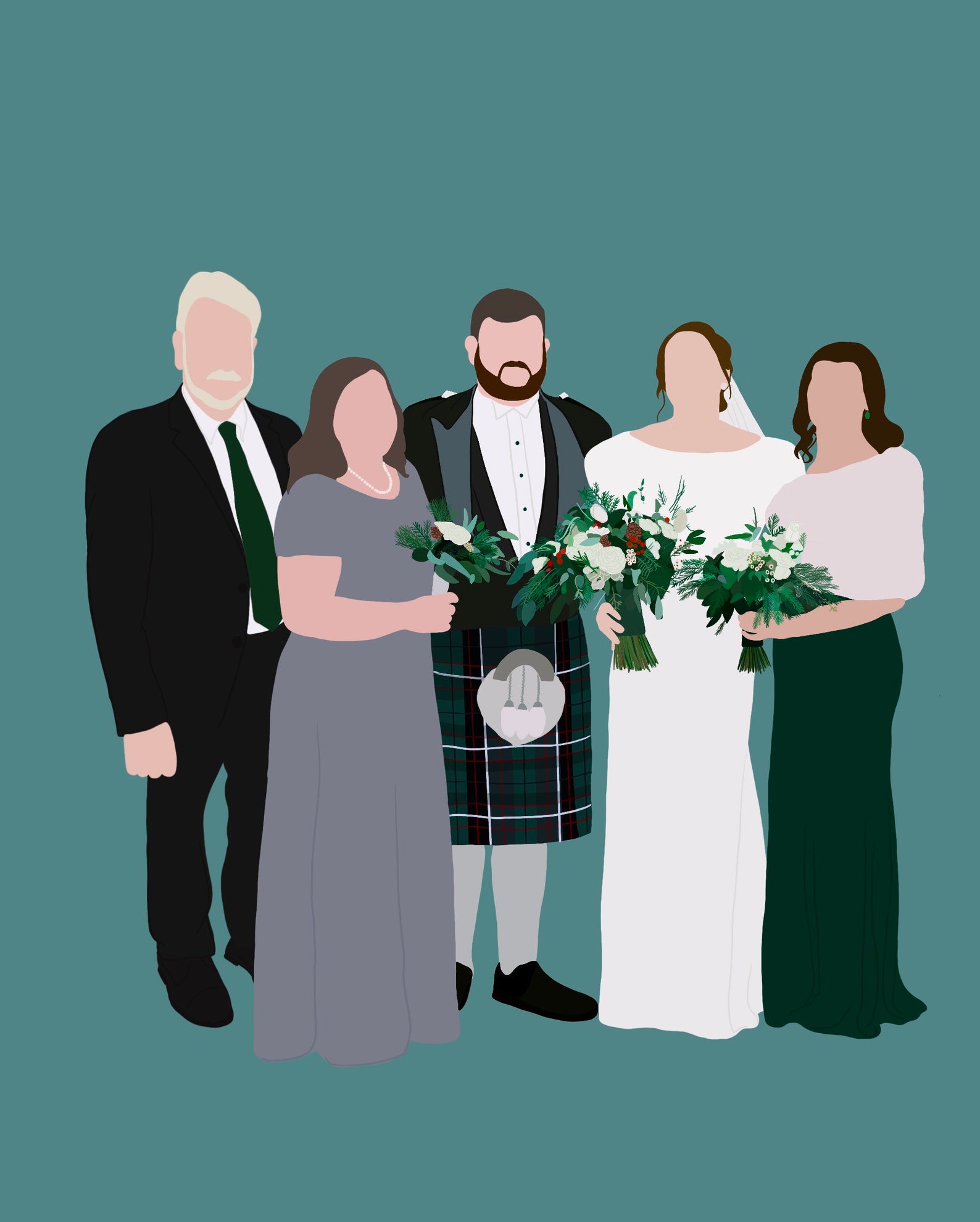 DIGITAL Portrait Faceless Wedding Portrait Minimalist - Etsy