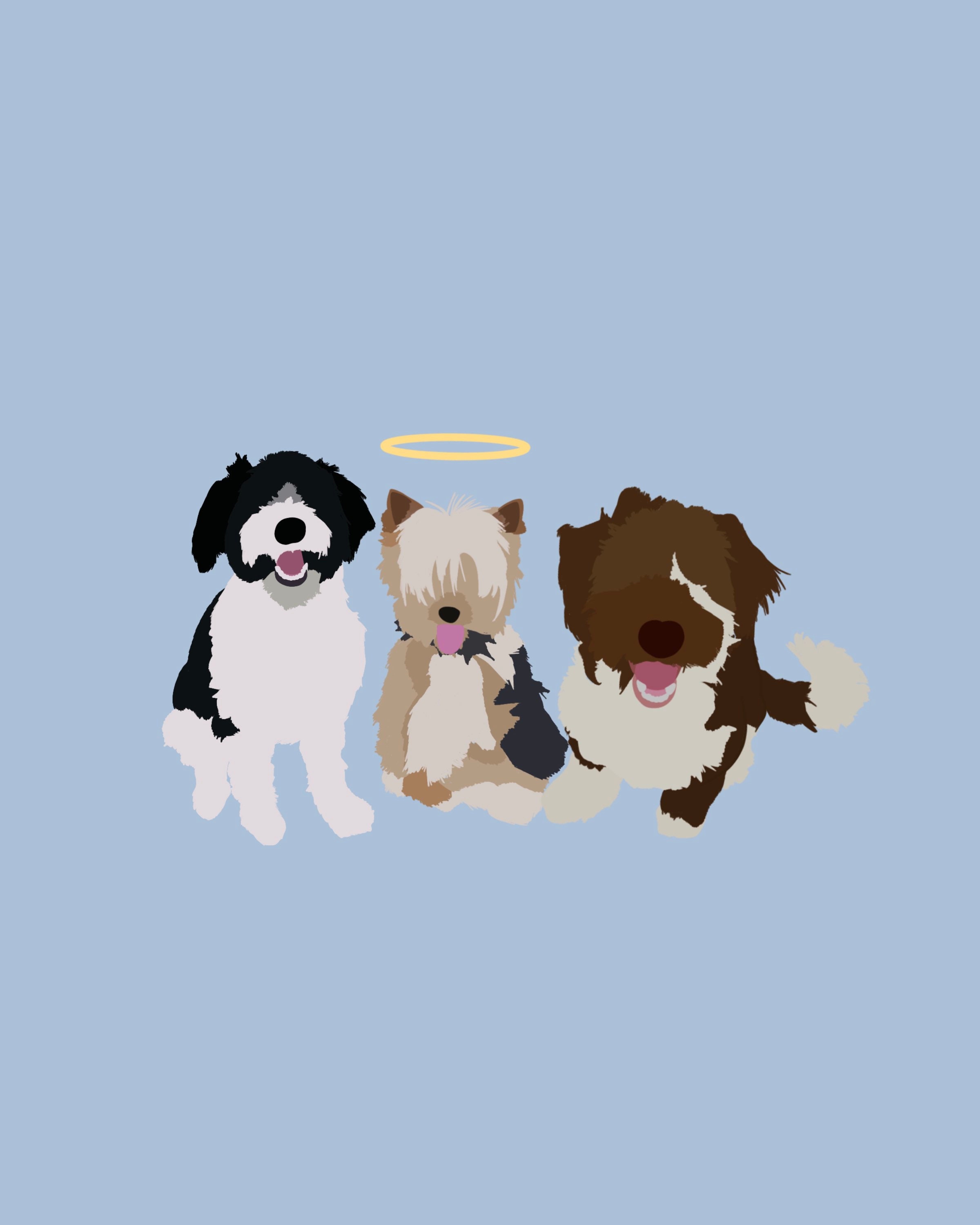 DIGITAL Portrait | Pet Faceless Portrait Family | Memorial Pet Portrait ...