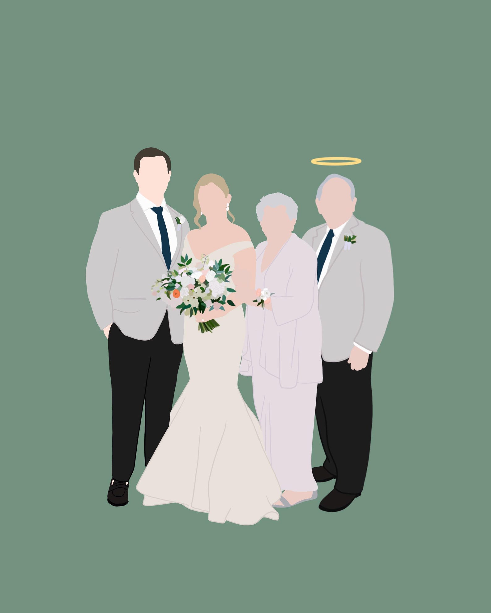DIGITAL Portrait Faceless Wedding Portrait | Minimalist Wedding ...