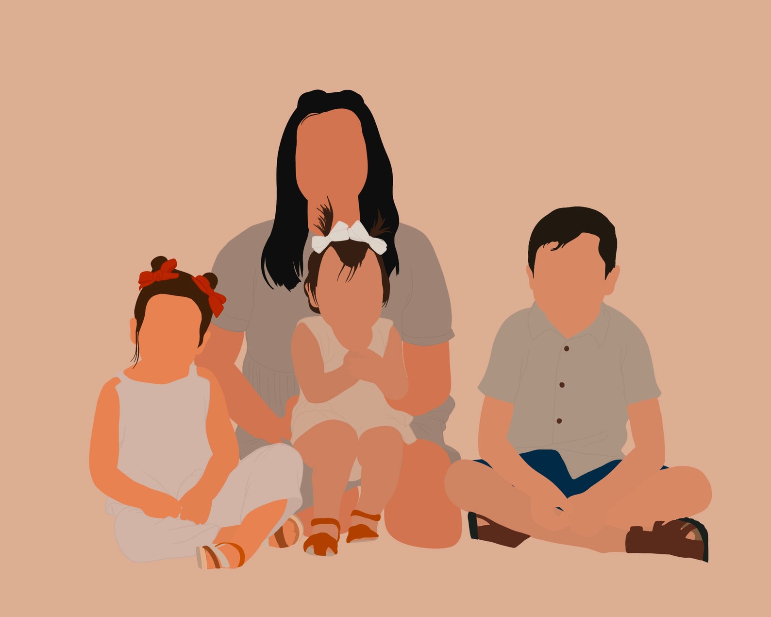 DIGITAL Portrait | Family Faceless Portrait | Family Minimalist ...