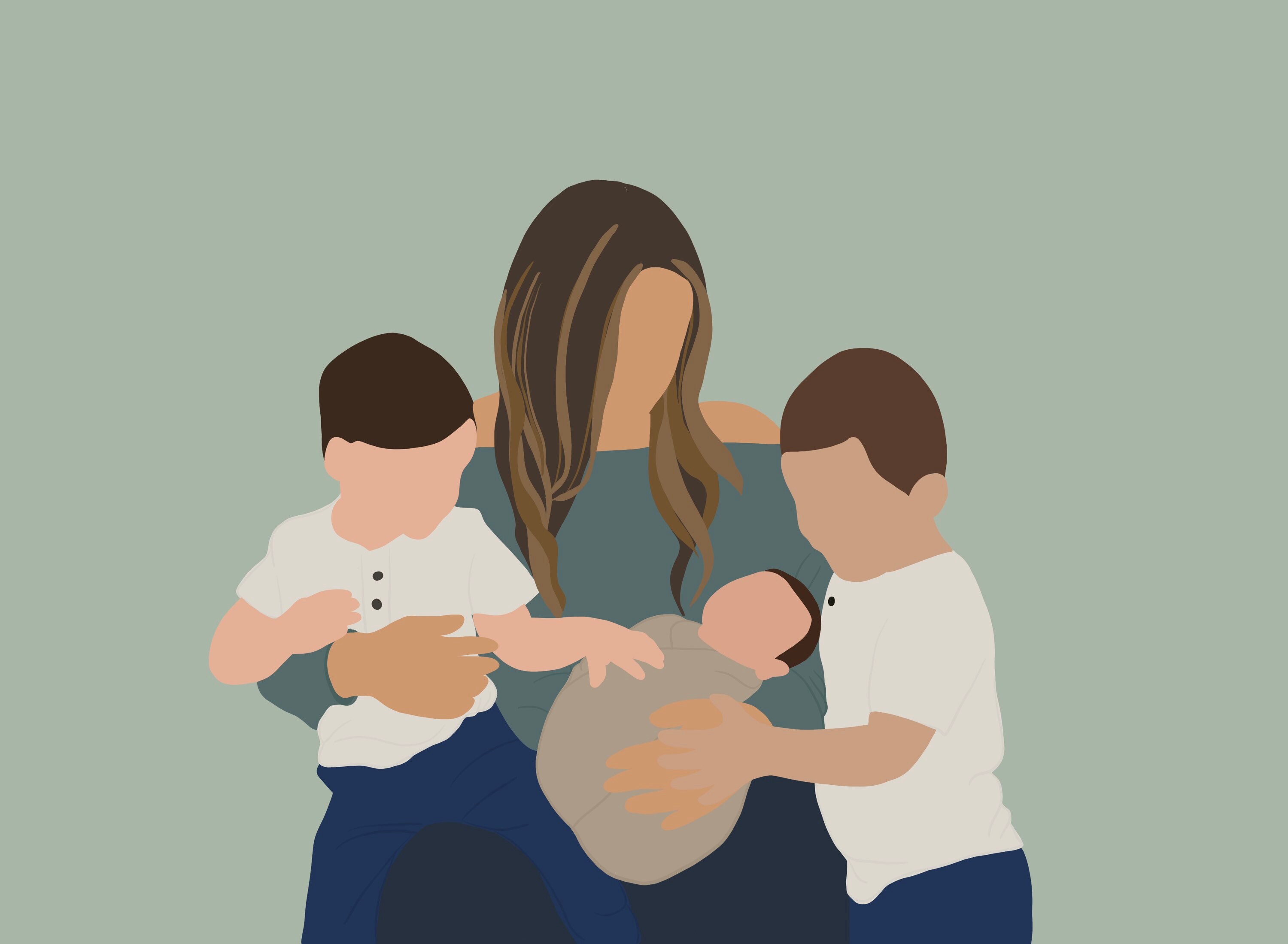 DIGITAL Portrait | Family Faceless Portrait | Family Minimalist ...