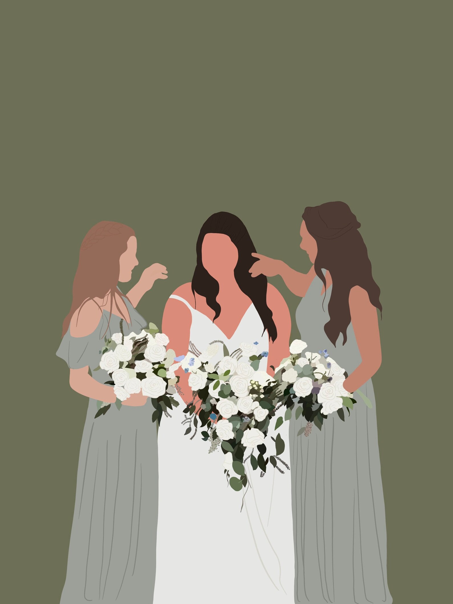 DIGITAL Portrait Faceless Wedding Portrait Minimalist | Etsy