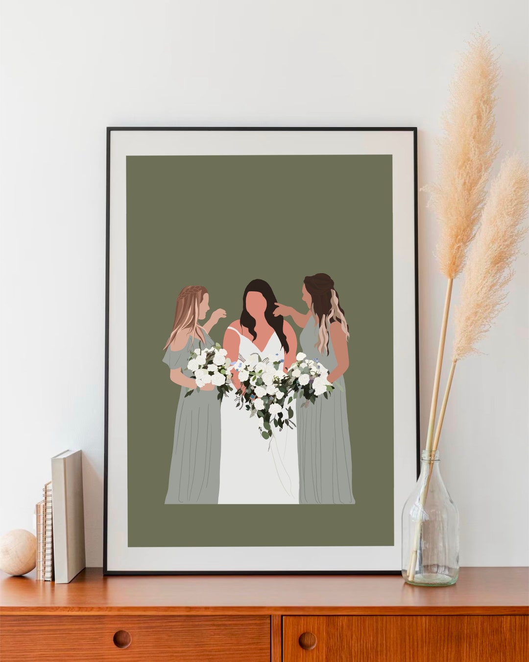 DIGITAL Portrait Faceless Wedding Portrait Minimalist Wedding Portrait ...