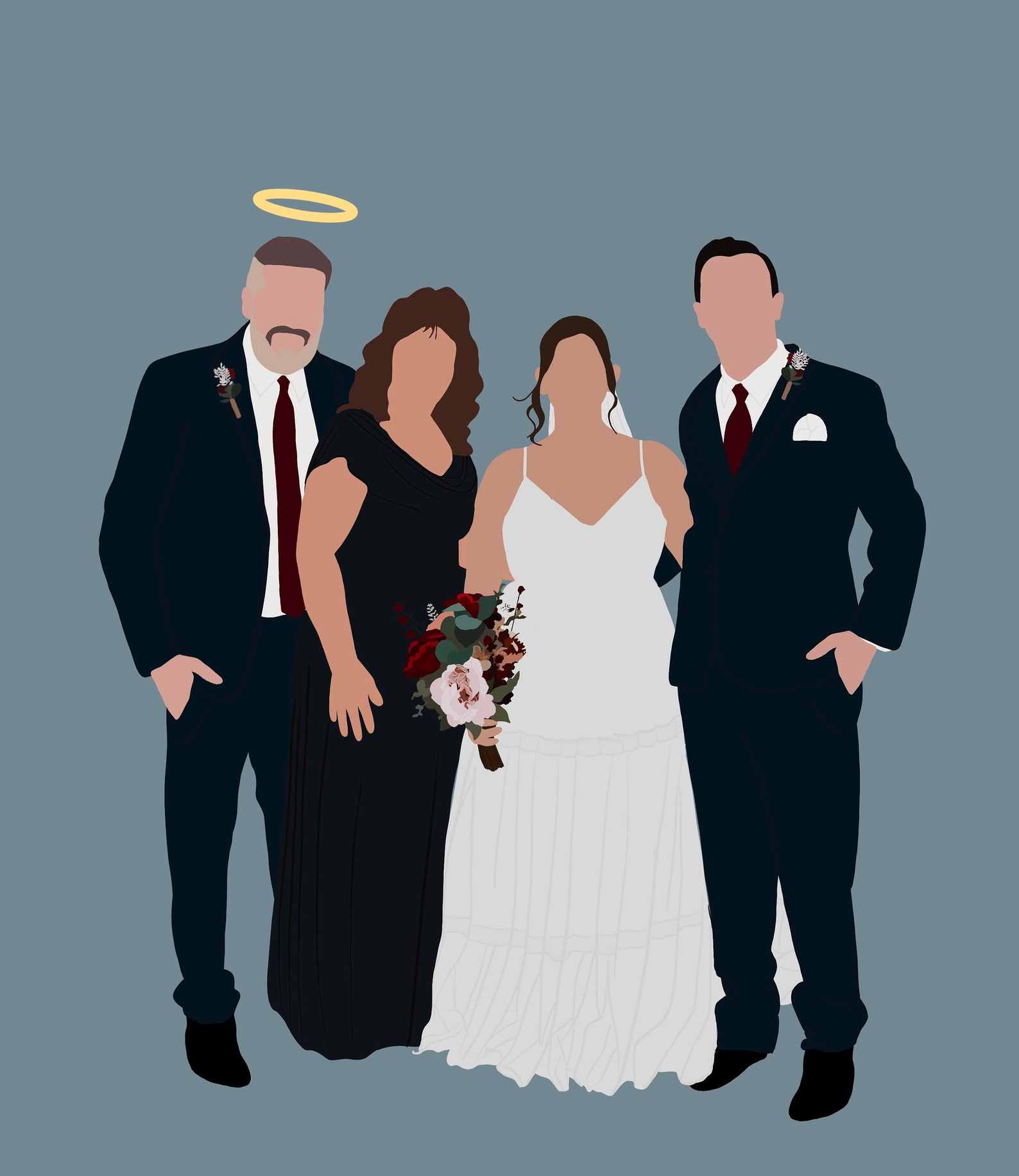 DIGITAL Portrait Faceless Wedding Portrait Minimalist - Etsy