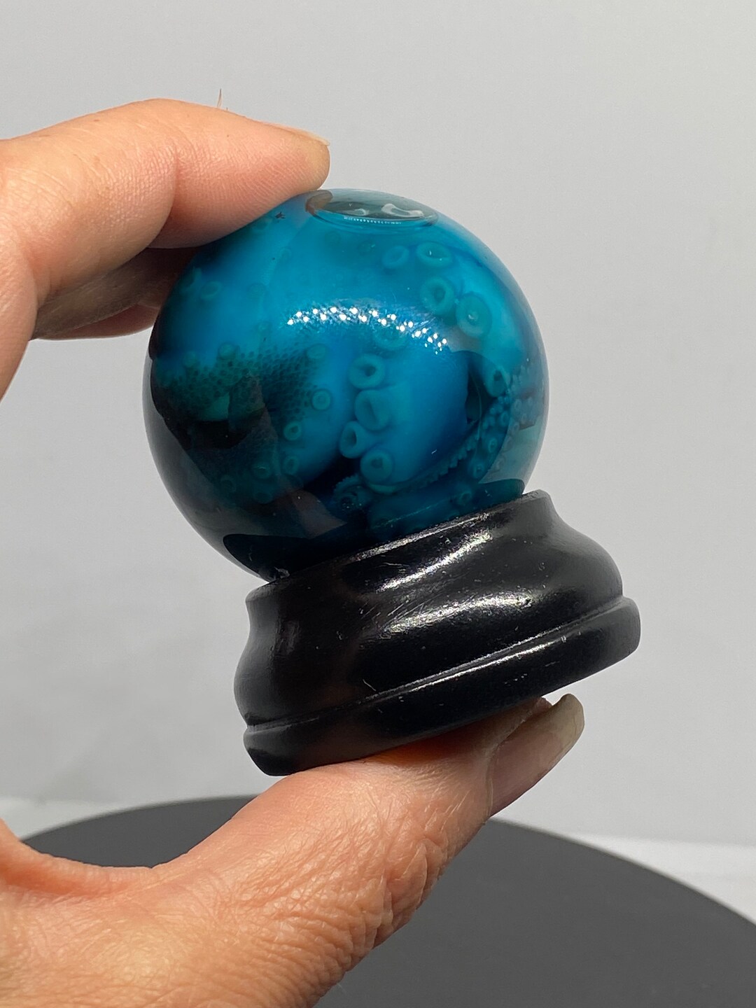 Octopus Wet Specimen, Blue Stained Octopus in Small Glass Globe ...