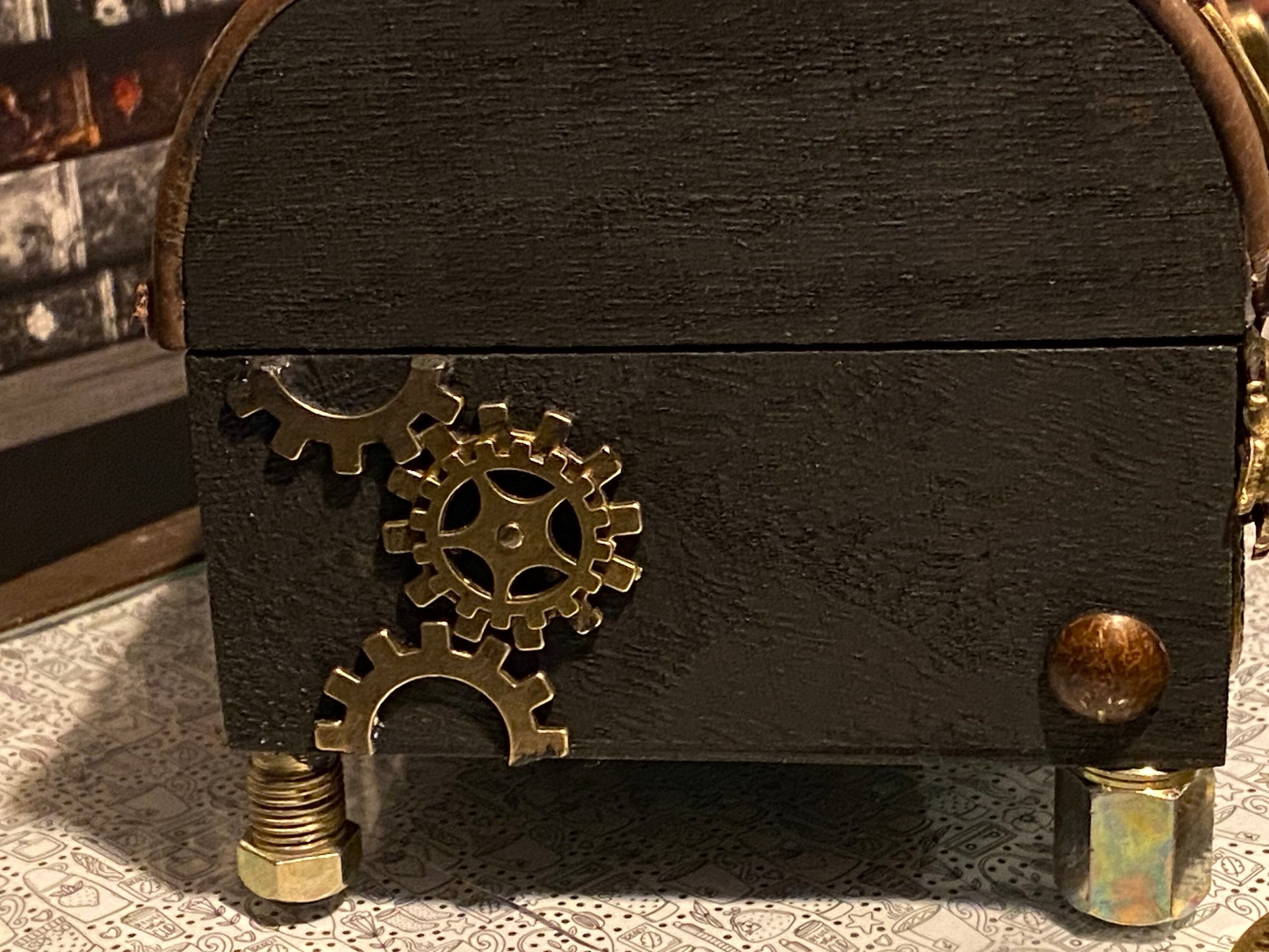 STEAMPUNK themed box includes REAL leather topped lid real | Etsy