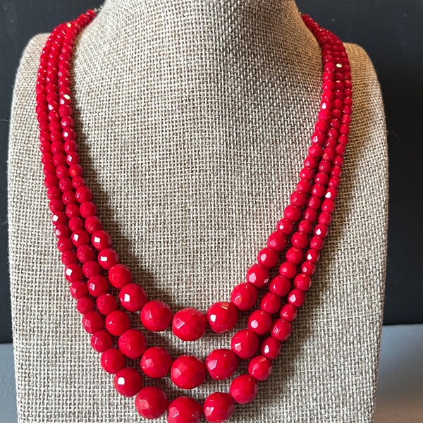 Red Necklace - Etsy