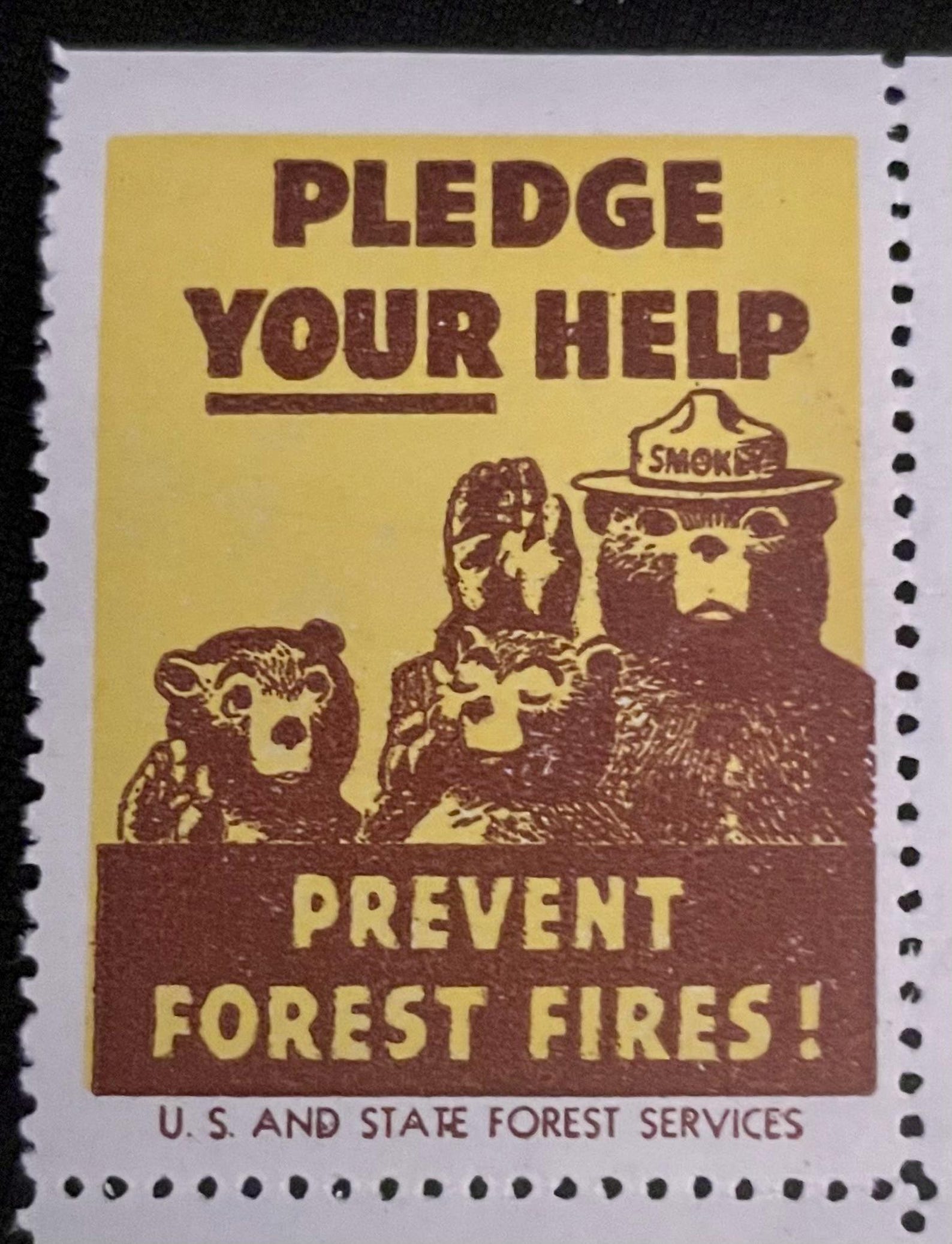 1954 Vintage Smokey the Bear Stamps Block of 4 "pledge Your Help ...