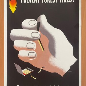 Rare Original 1945 WWII WW2 War Poster Forest Fire Prevention USDA ...