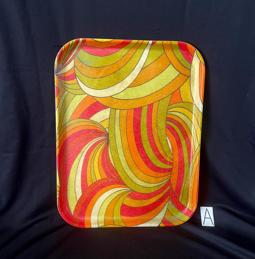1960s GROOVY Silite Neon Fiberglass Serving Tray, Vintage Hippie ...