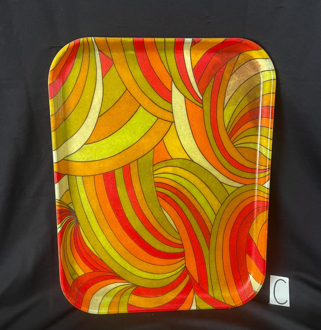 1960s GROOVY Silite Neon Fiberglass Serving Tray, Vintage Hippie ...