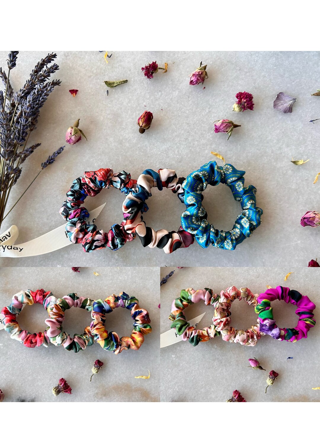 Liberty Silk Skinny Scrunchie Set Birthday Gift for Her, Thank You Gift ...