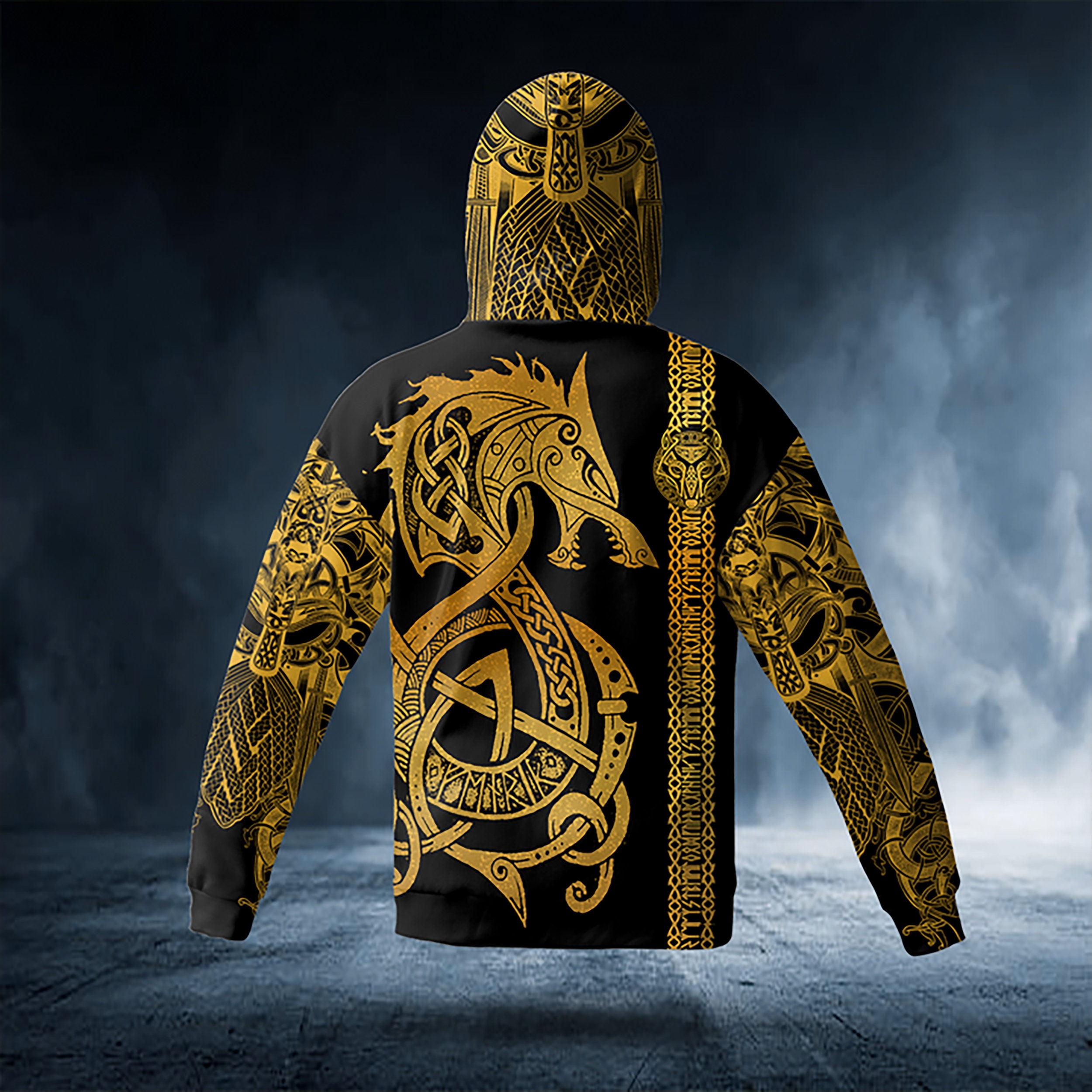 Gold Odin King Viking Dragon Tattoo 3D Hoodie sold by Jamie Kelly | SKU ...