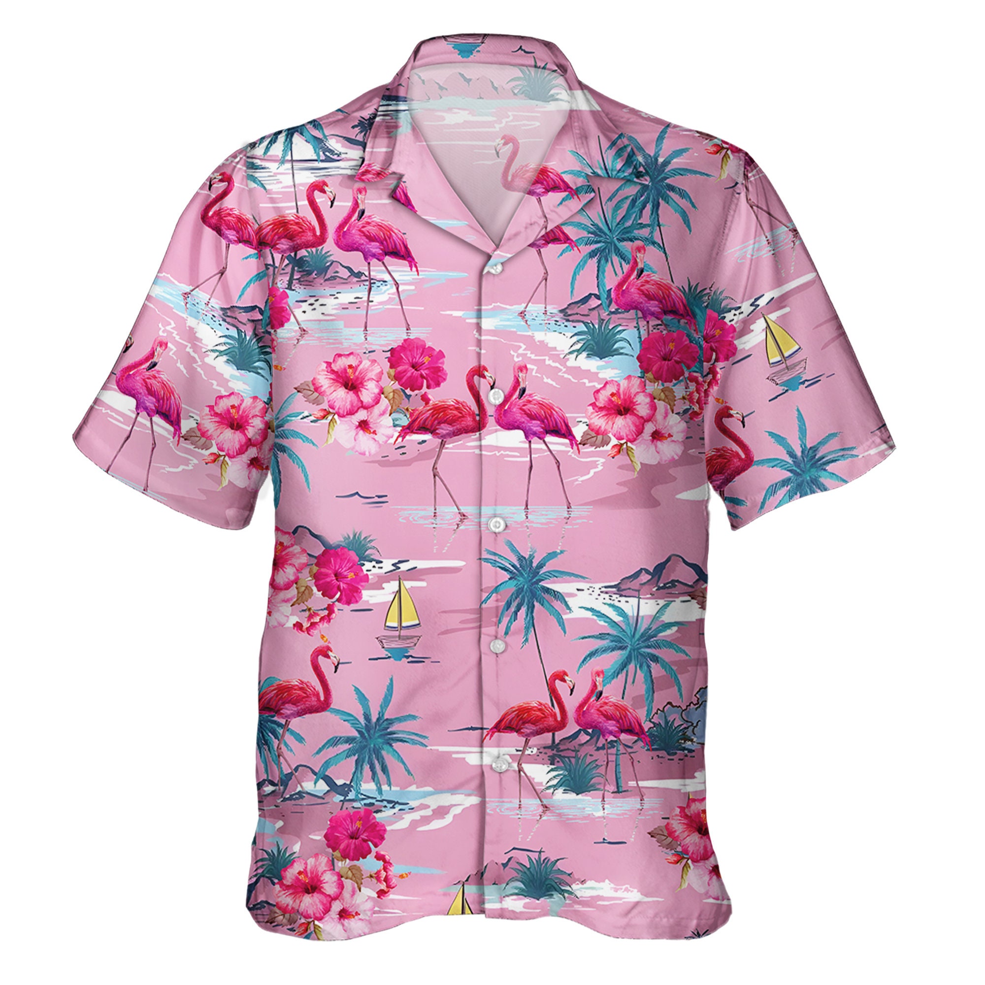 Tropical Pink Flamingo Hawaiian Shirt sold by Delicate Vortex | SKU 84640146 | Printerval