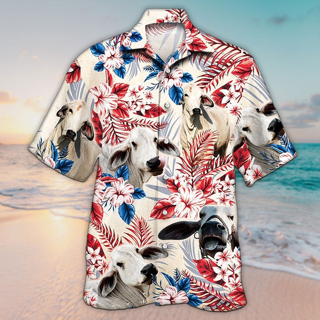 Unisex Brahman in American Flag Patterns Hawaiian Shirts - Etsy