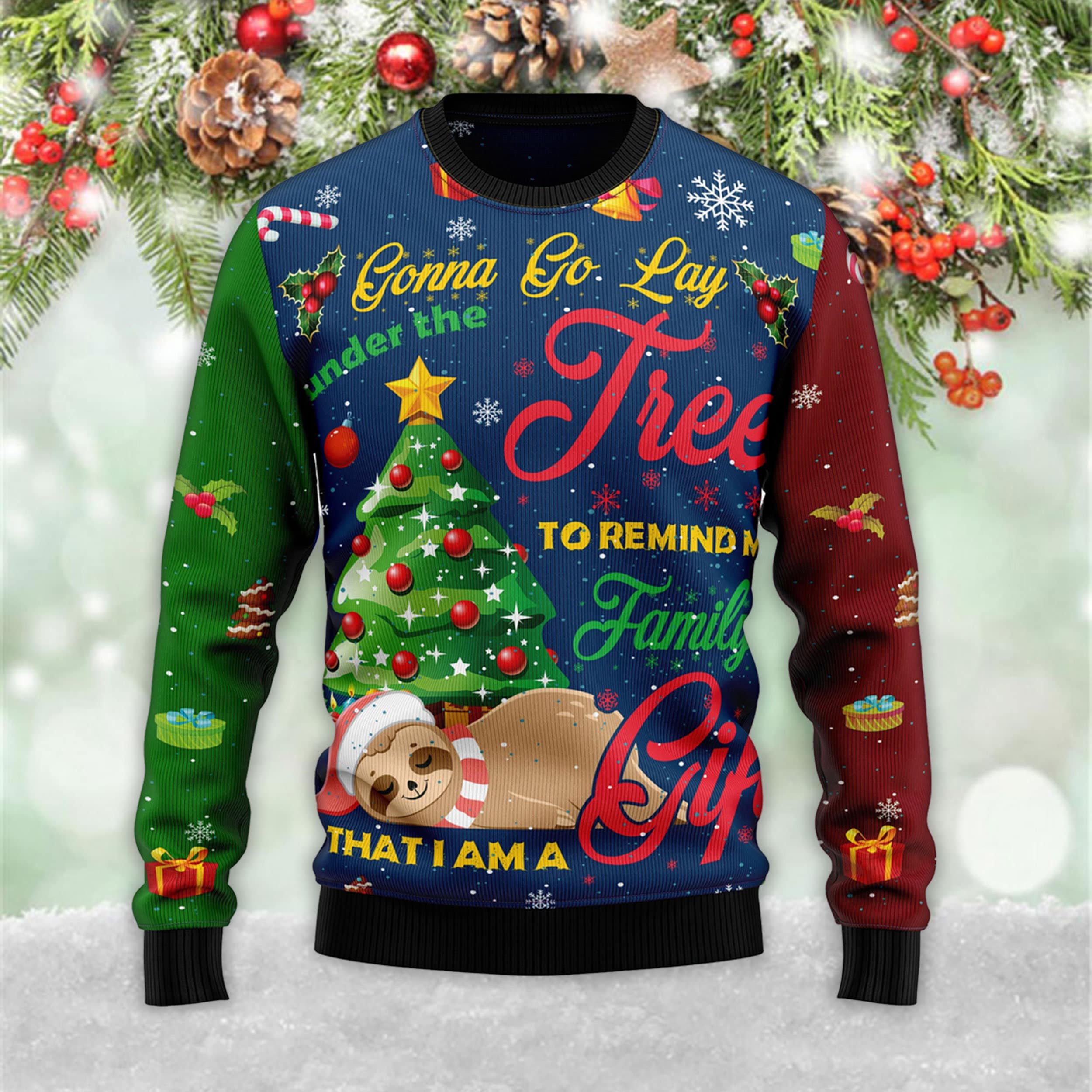 Sloth Gift Ugly Christmas 3D Sweater Designed & Sold By Cleber Souza